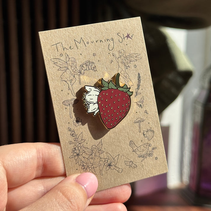 Blooming Strawberry Enamel Pin – The Mourning Star