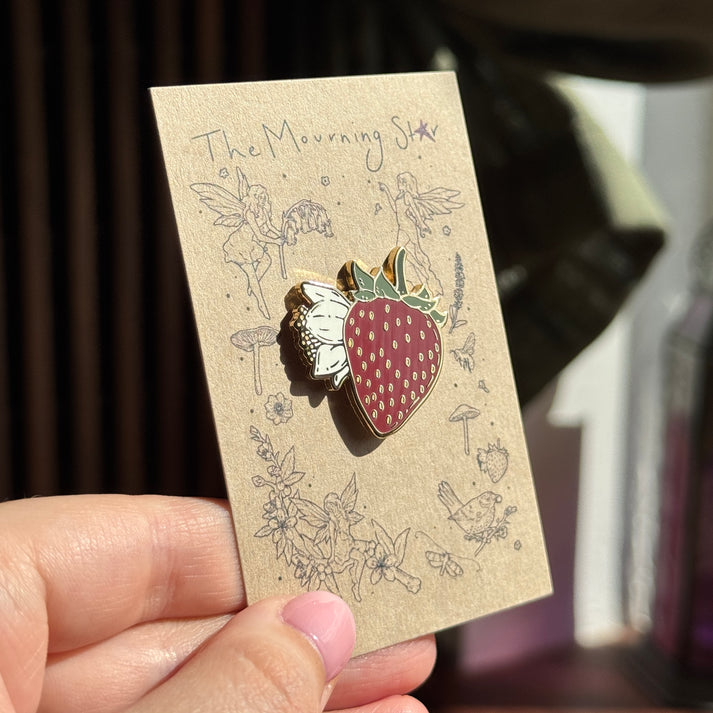 Blooming Strawberry Enamel Pin – The Mourning Star
