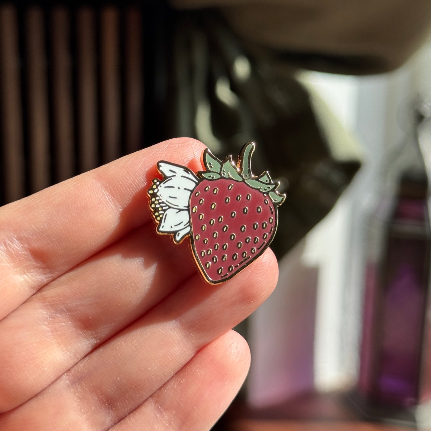 Blooming Strawberry Enamel Pin – The Mourning Star