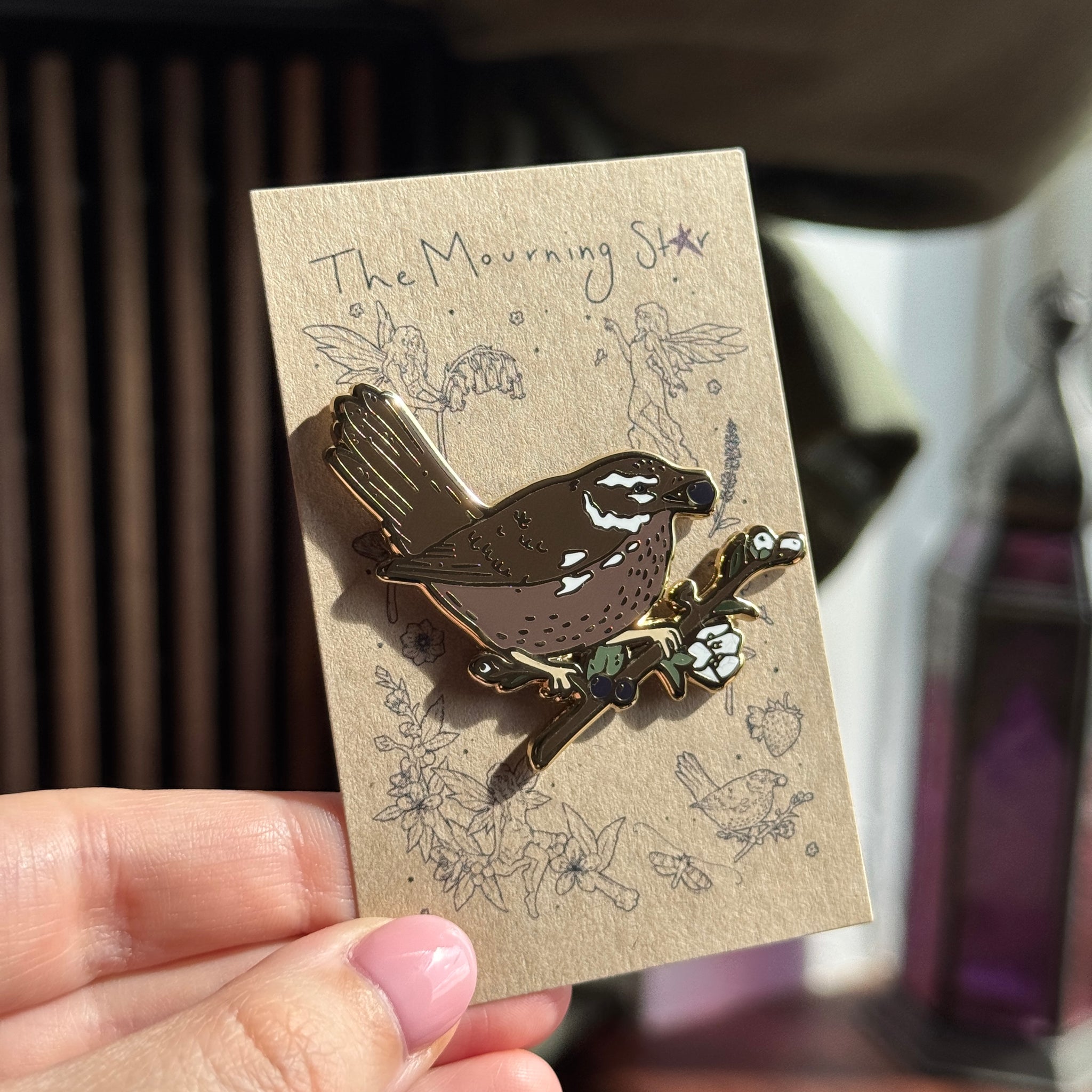 Blackthorn Thrush Enamel Pin – The Mourning Star
